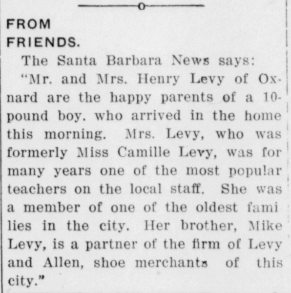 The Levy’s first born! - The Henry Levy House